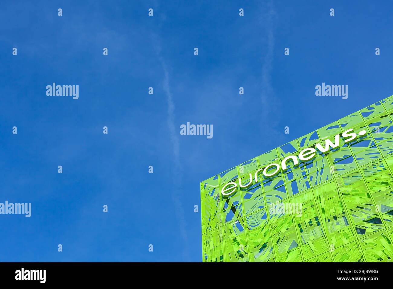 Euronews, european pay television news network brand logo on its ...