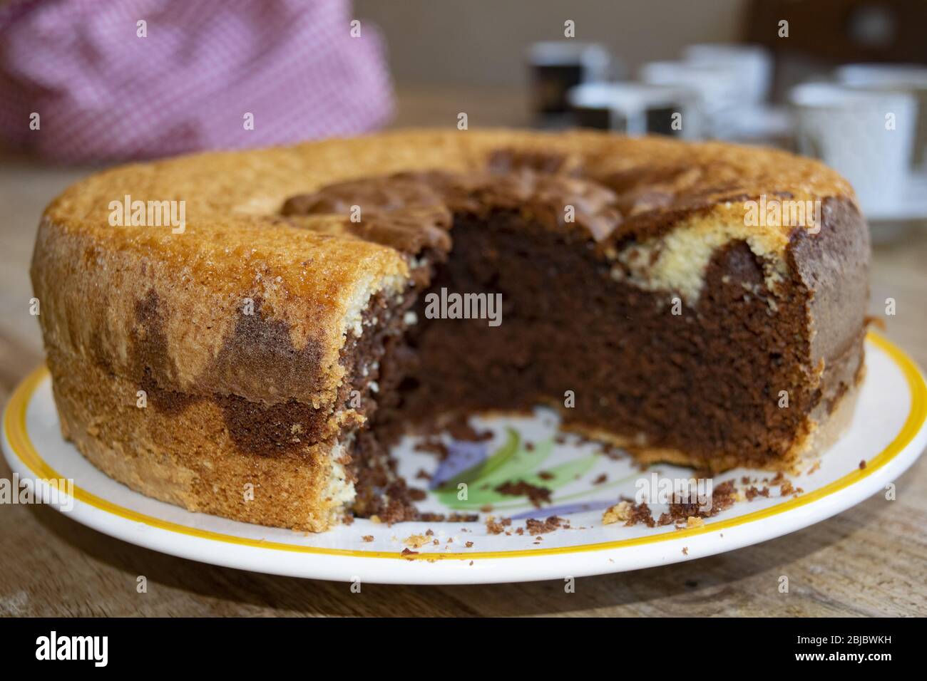 double taste sponge cake made at home Stock Photo - Alamy