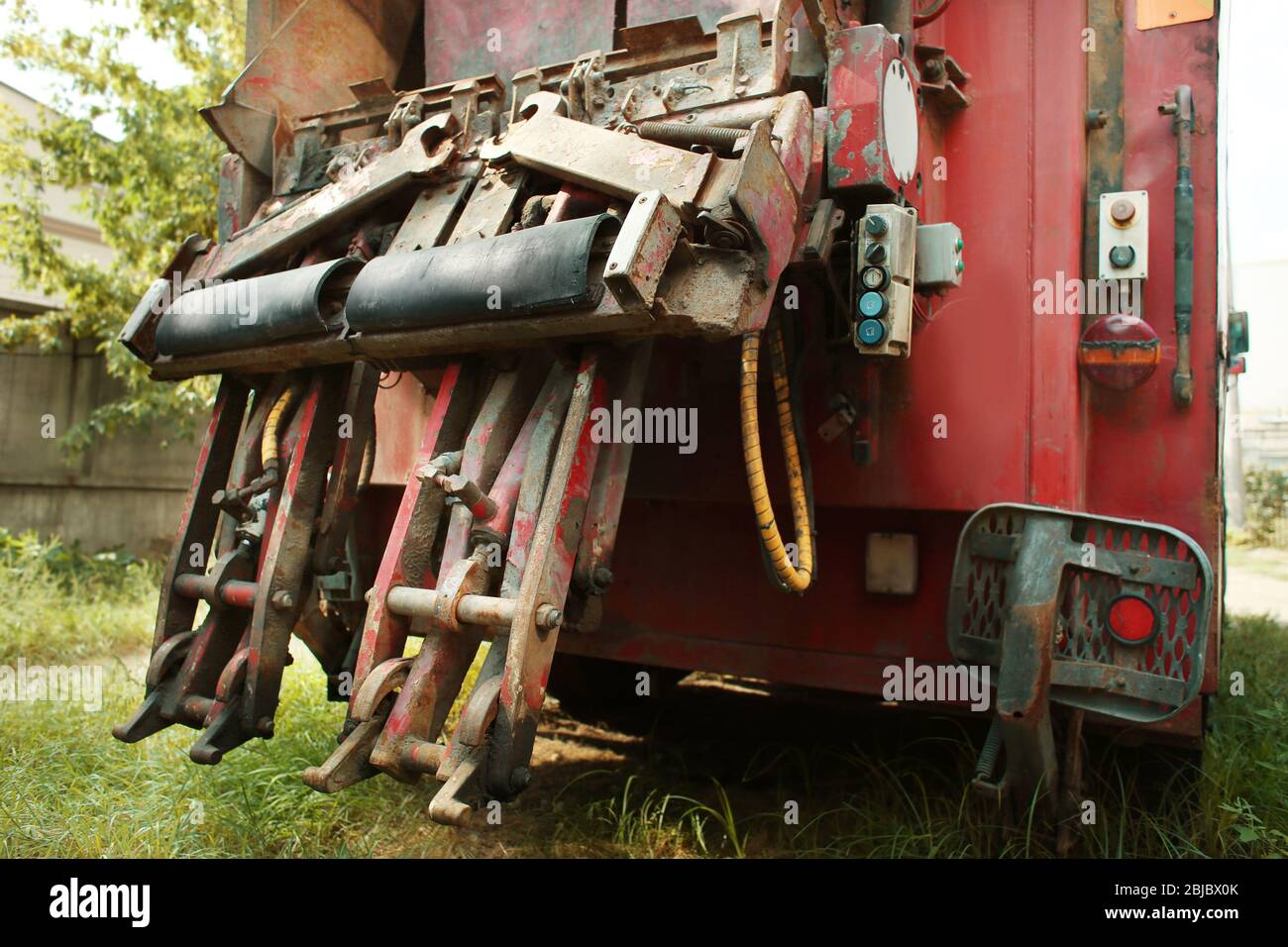 Back of garbage truck Stock Photo - Alamy