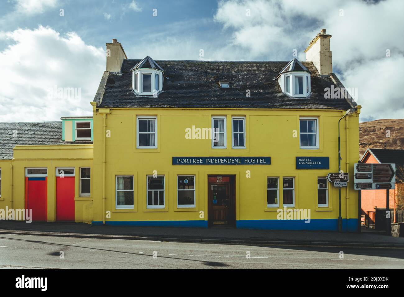 Isle of Skye/UK-20/3/18: the vibrant yellow colour building of the ...
