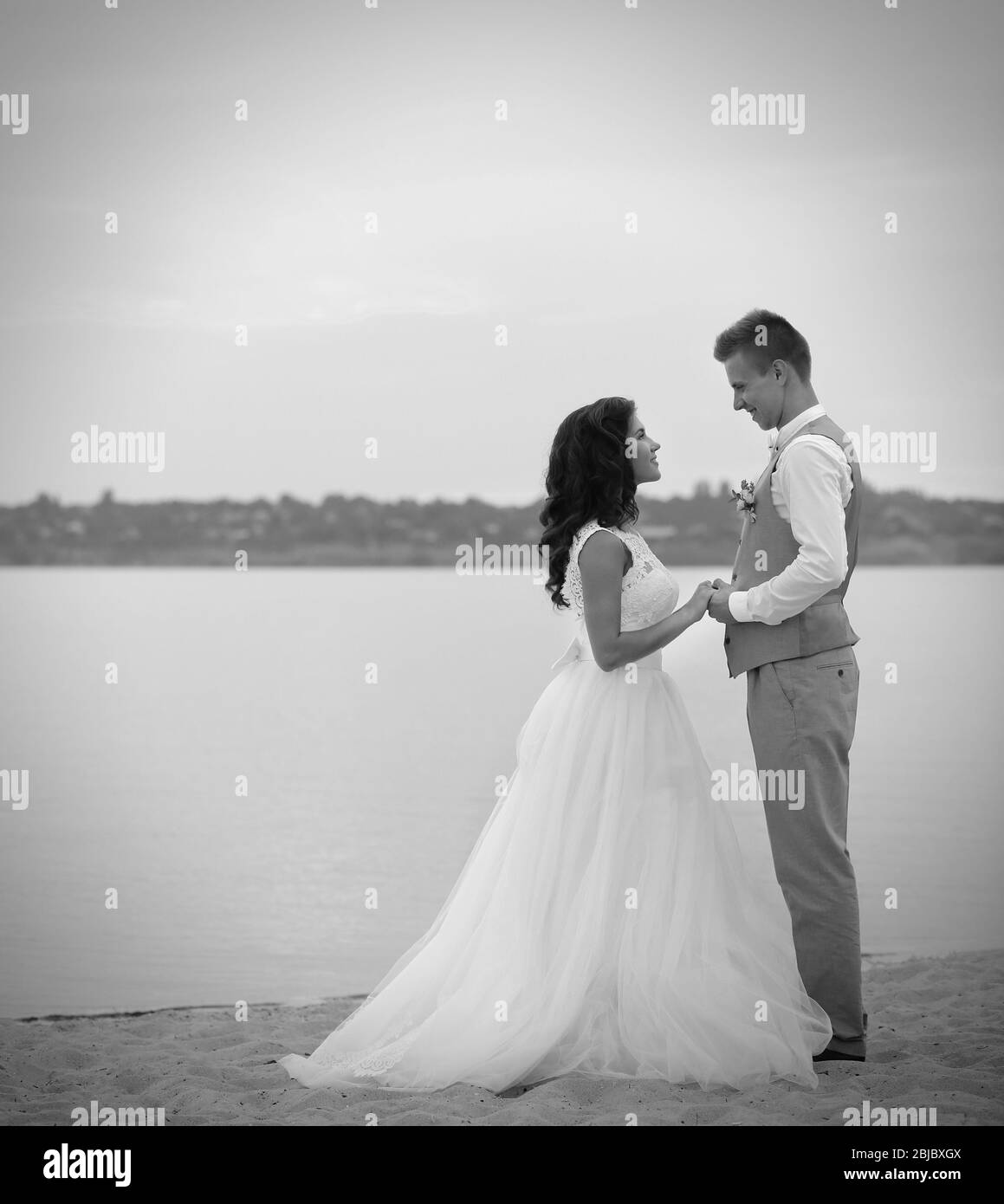 Young handsome man beautiful woman Black and White Stock Photos ...