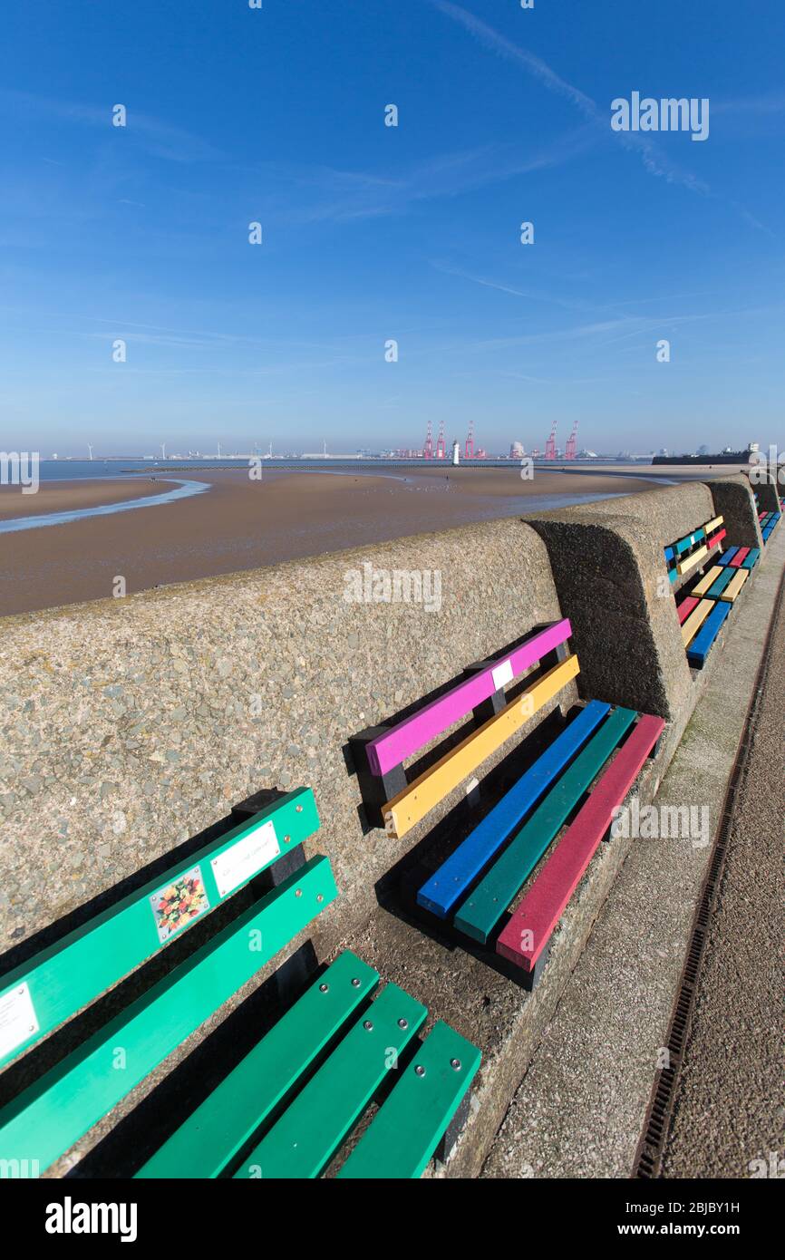 Town of Wallasey, England. Picturesque view of brightly coloured ...