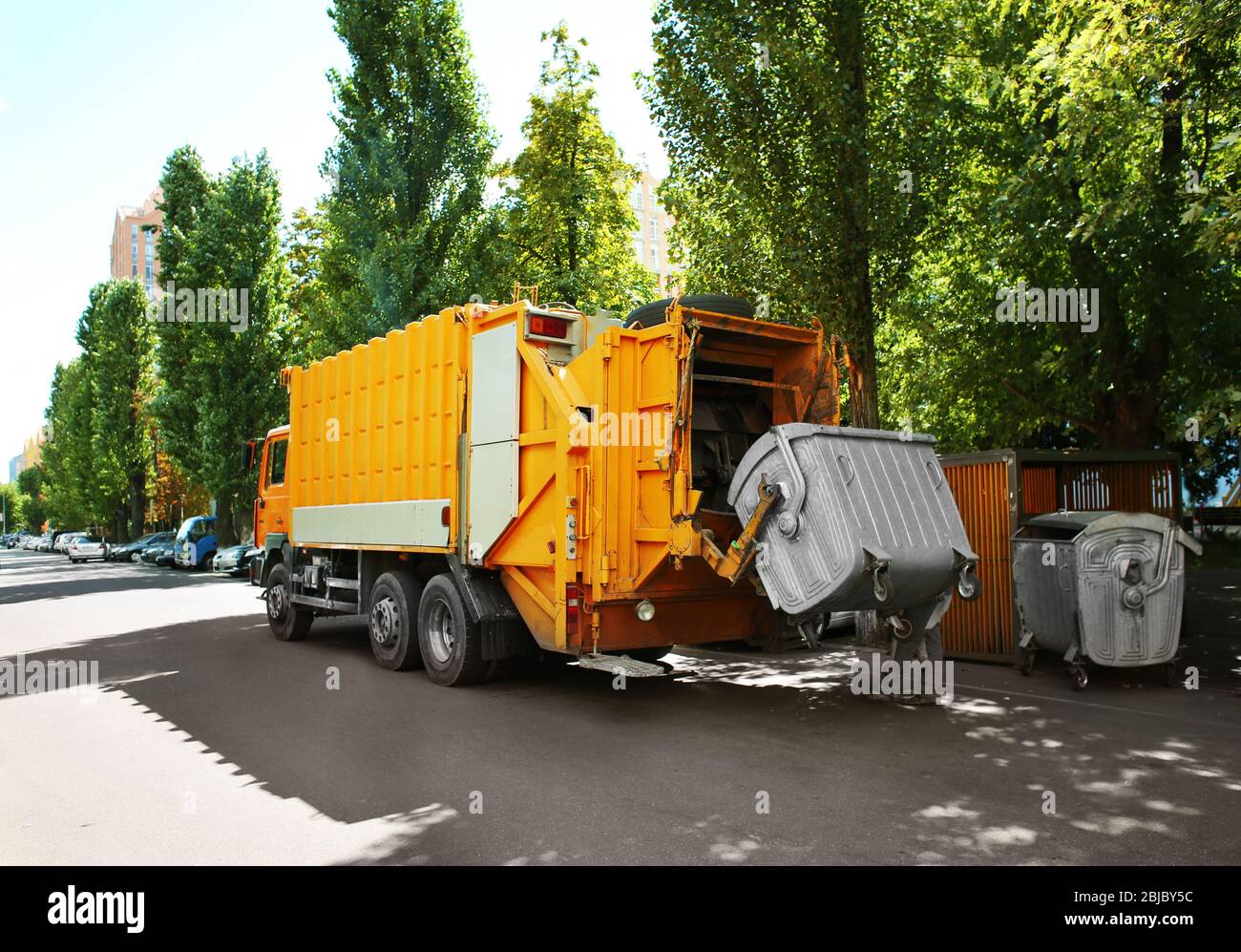 Garbage truck outdoor Stock Photo - Alamy