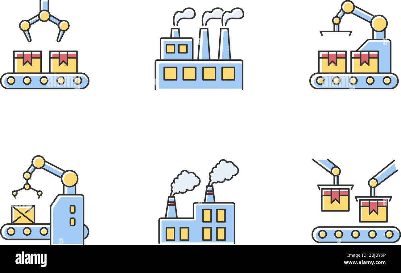 Factory production RGB color icons set Stock Vector Image & Art - Alamy