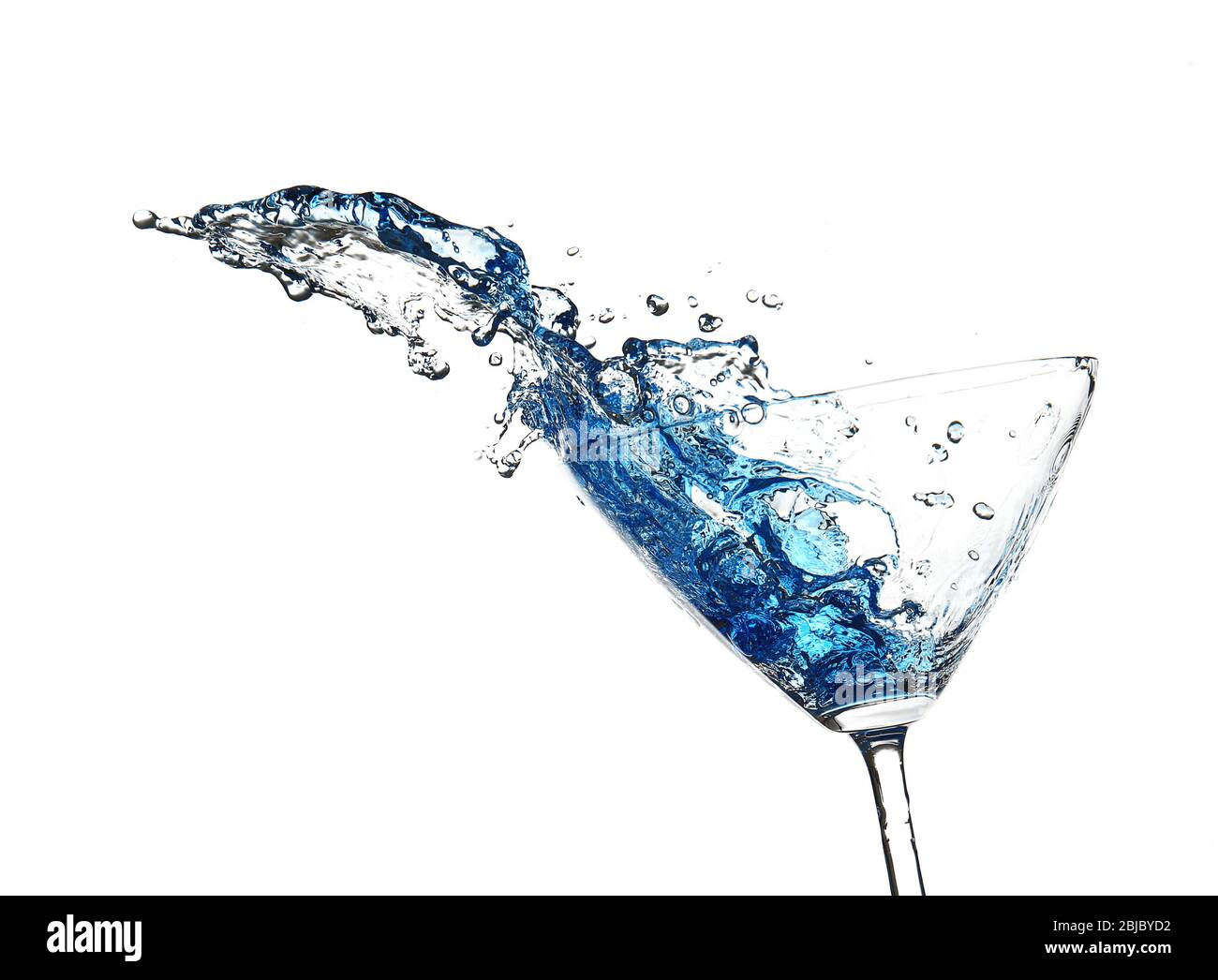 Blue cocktail with splash on white background Stock Photo - Alamy