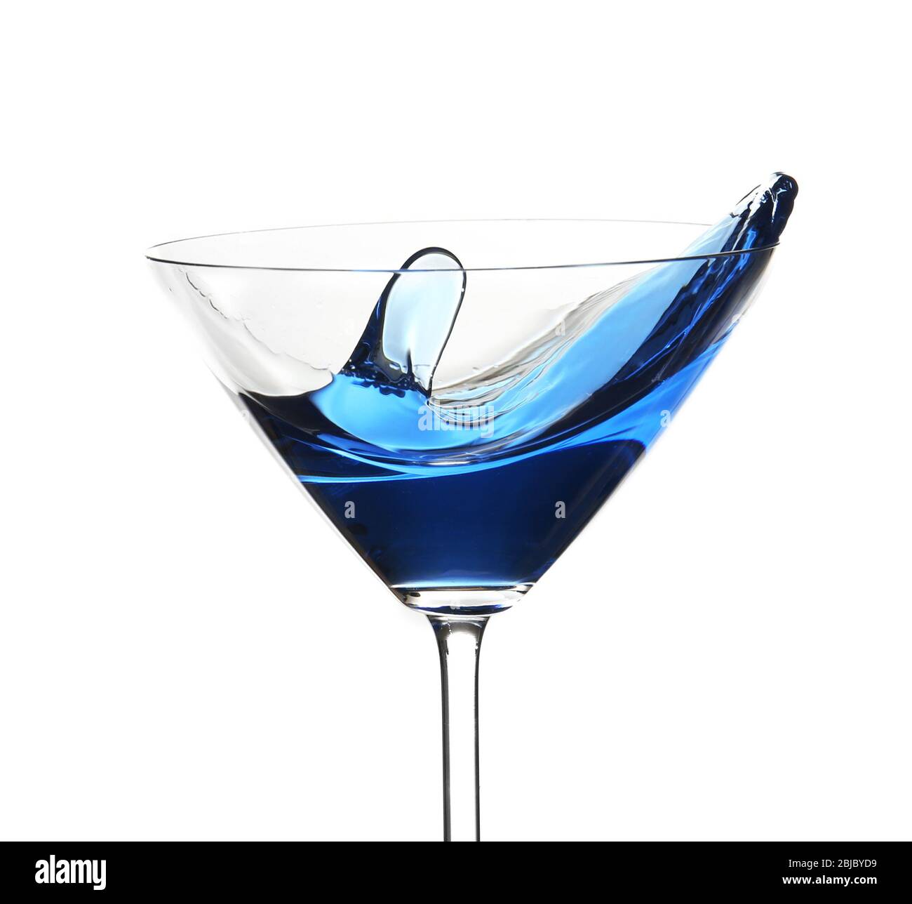 Blue cocktail with splash on white background Stock Photo - Alamy
