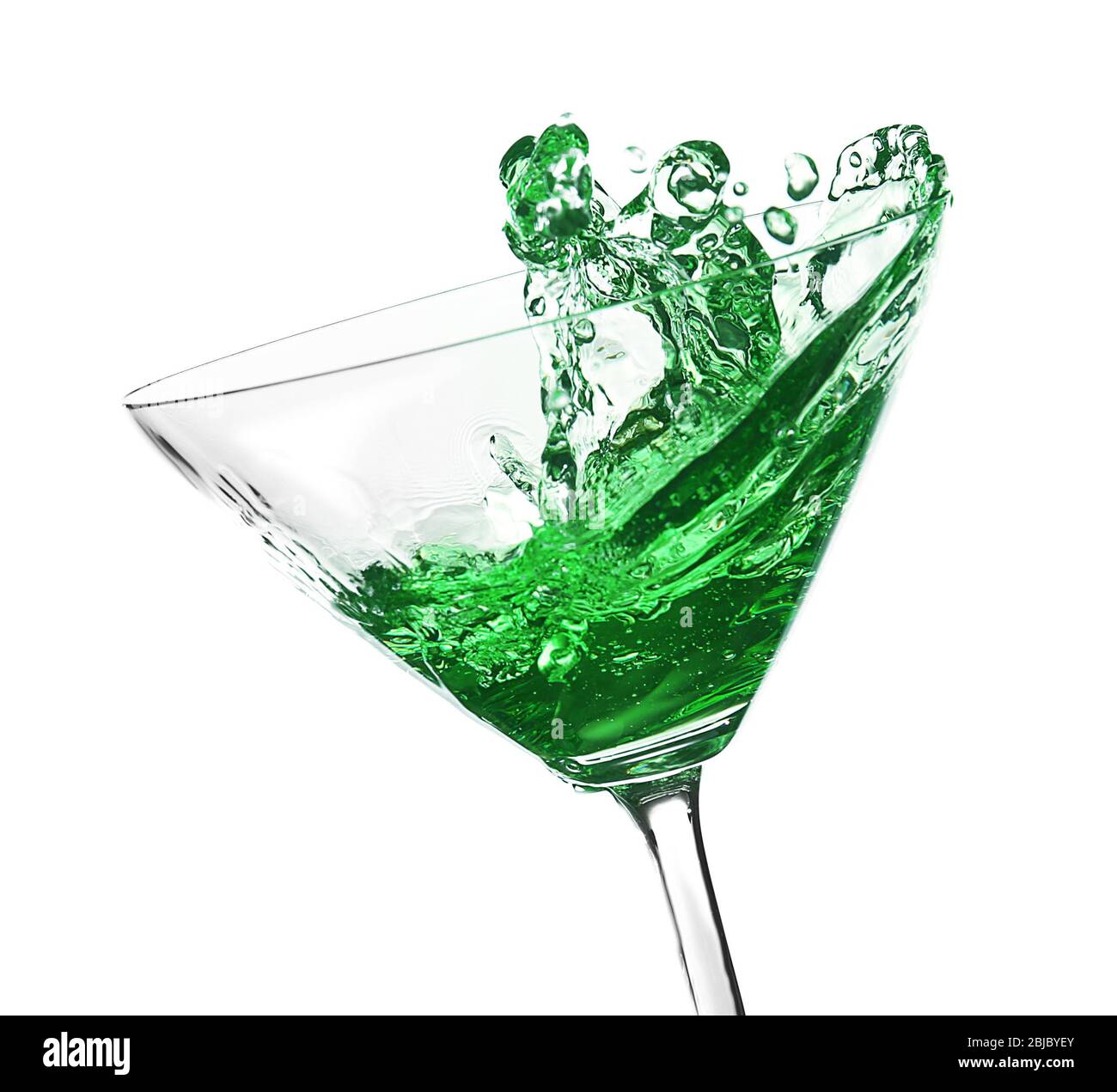 Green cocktail with splash on white background Stock Photo - Alamy