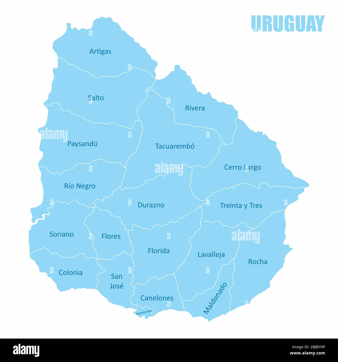 Uruguay regions map Stock Vector Image & Art - Alamy