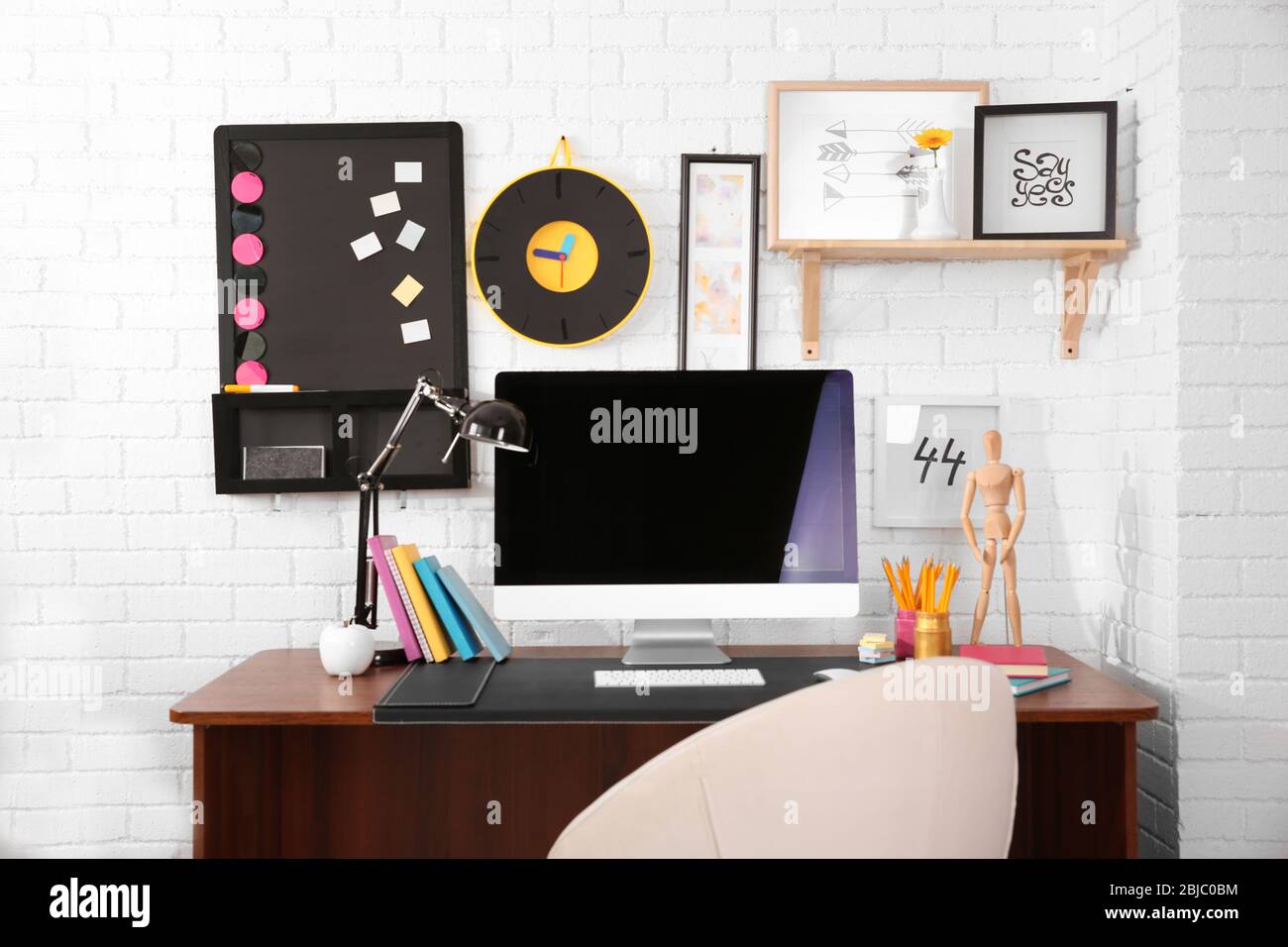 Modern workplace with computer at home Stock Photo - Alamy