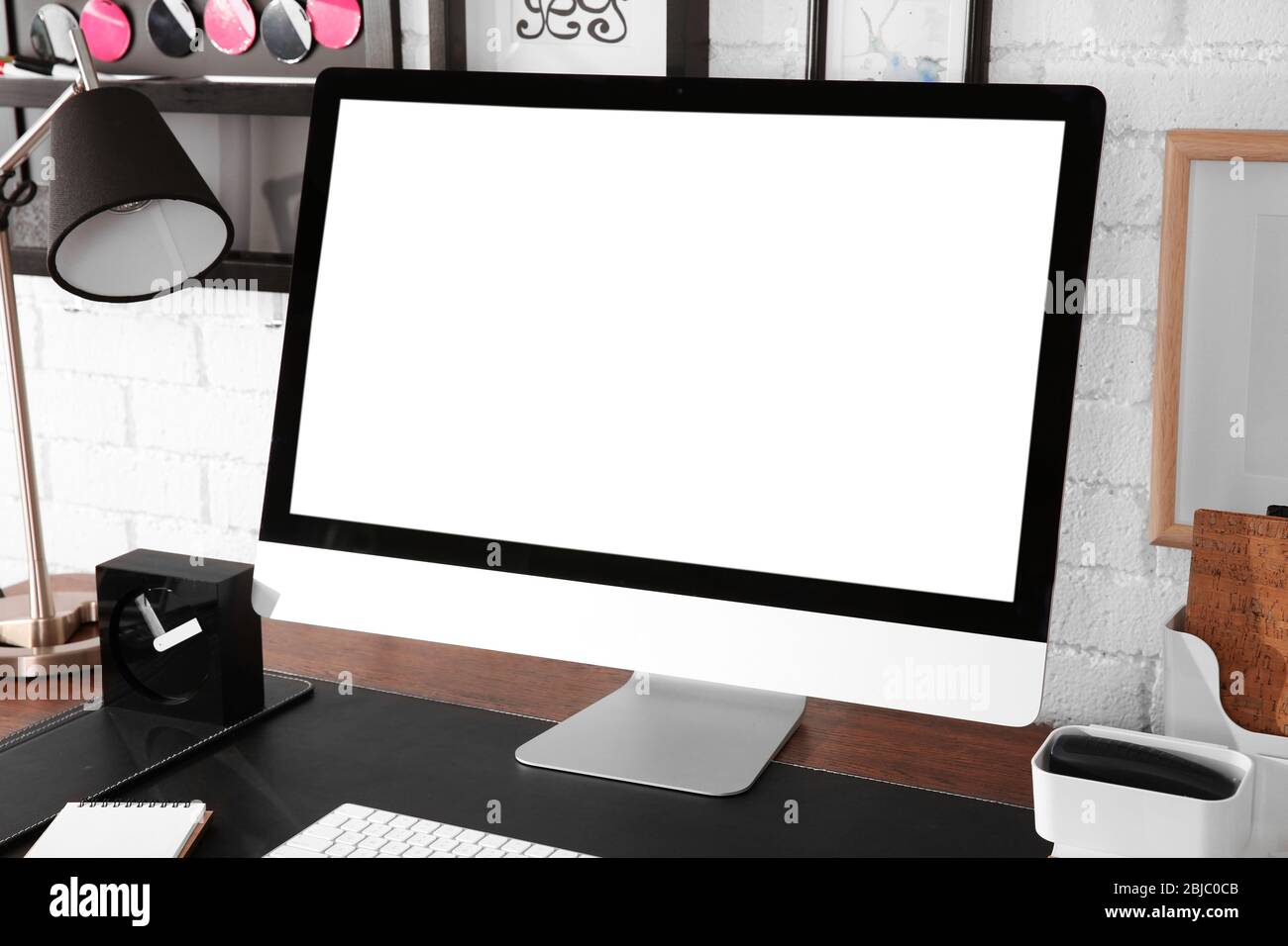 Modern workplace with computer at home Stock Photo - Alamy