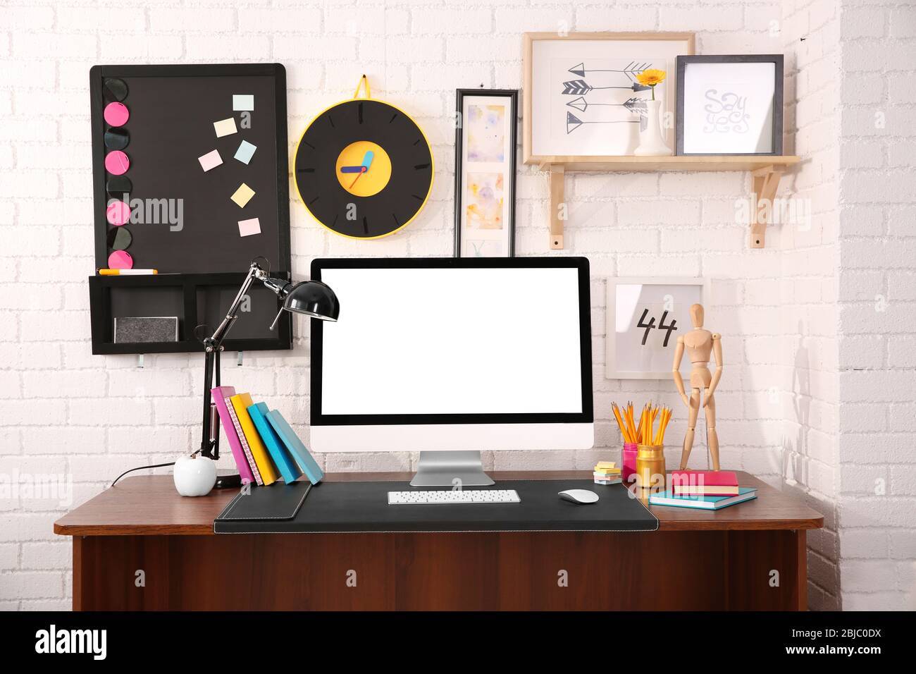 Modern workplace with computer at home Stock Photo - Alamy