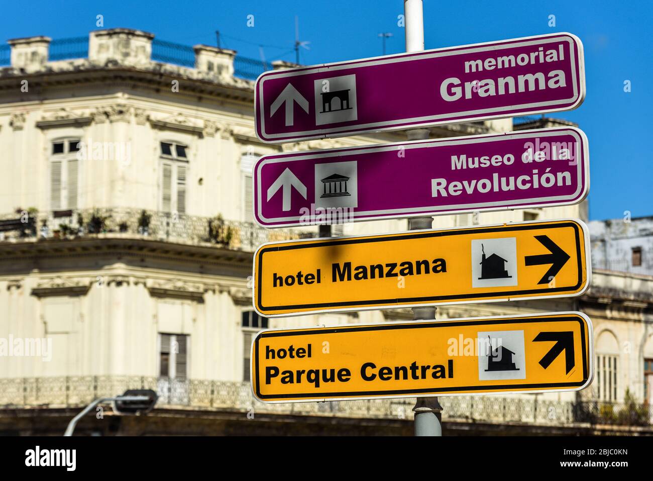 Street sign with directions to Memorial Granma, Museum of the ...