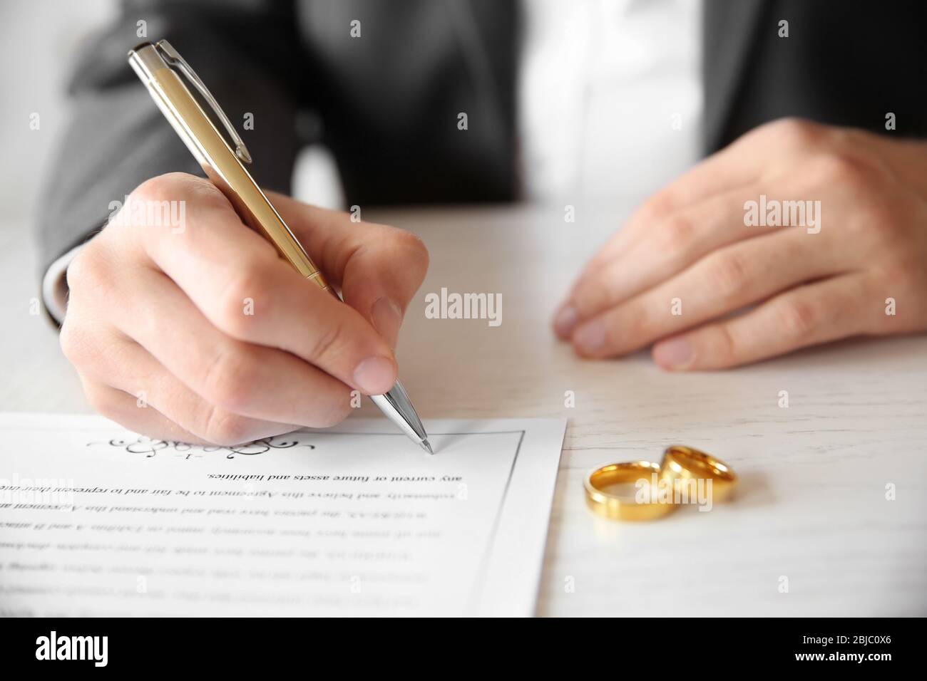 Man signing marriage contract, closeup Stock Photo - Alamy