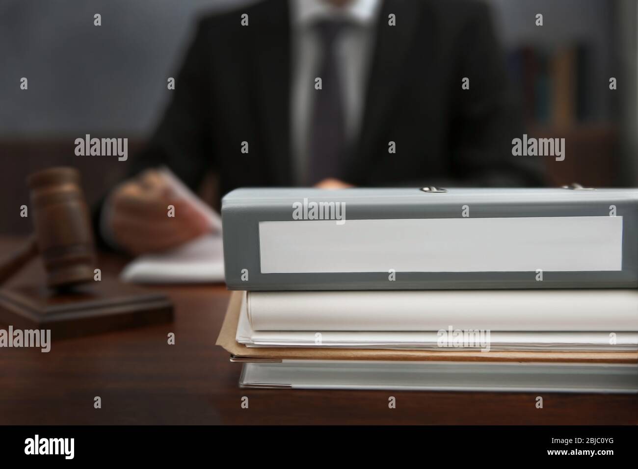 Folder on judge table, closeup Stock Photo - Alamy