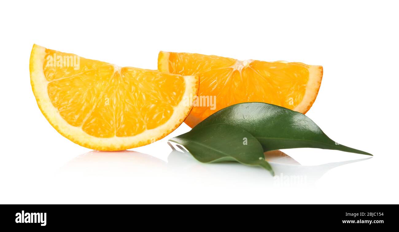 Fresh orange slices, isolated on white Stock Photo - Alamy