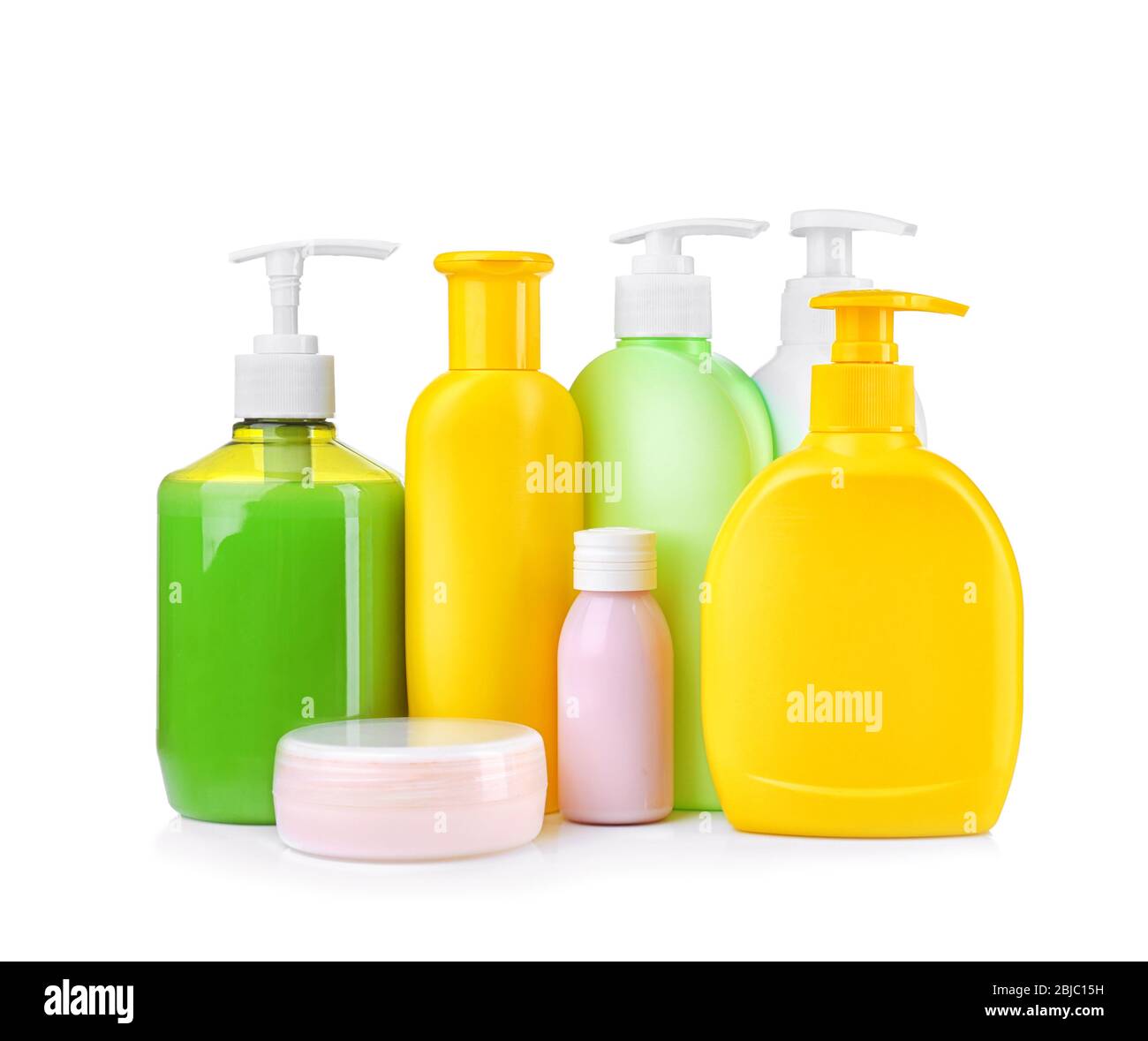 Set of body care products isolated on white Stock Photo - Alamy