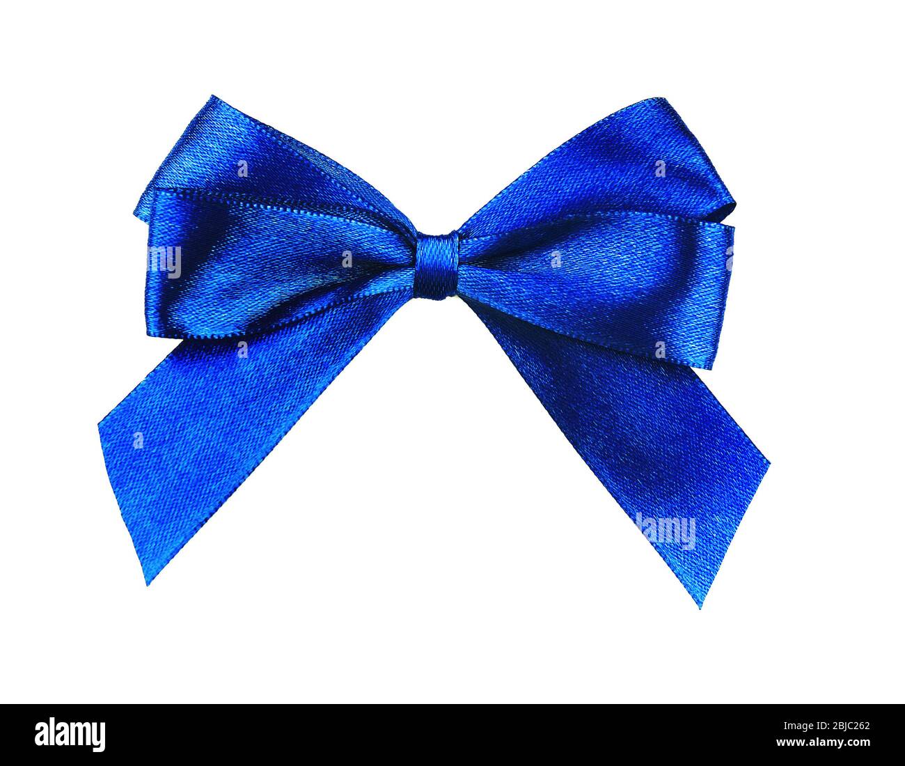 Blue ribbon bow isolated on white Stock Photo - Alamy