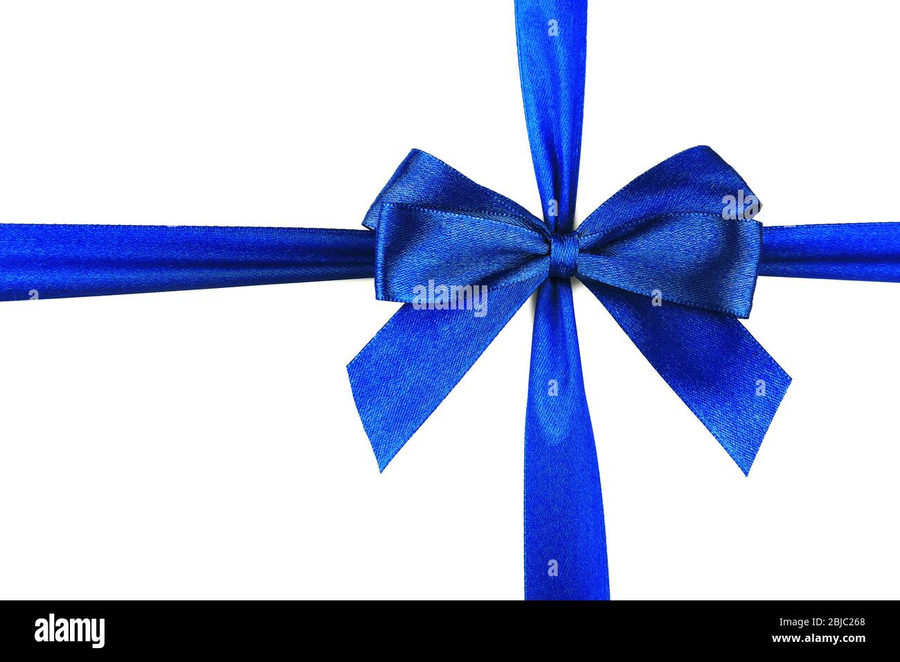 Blue ribbon with bow isolated on white Stock Photo - Alamy