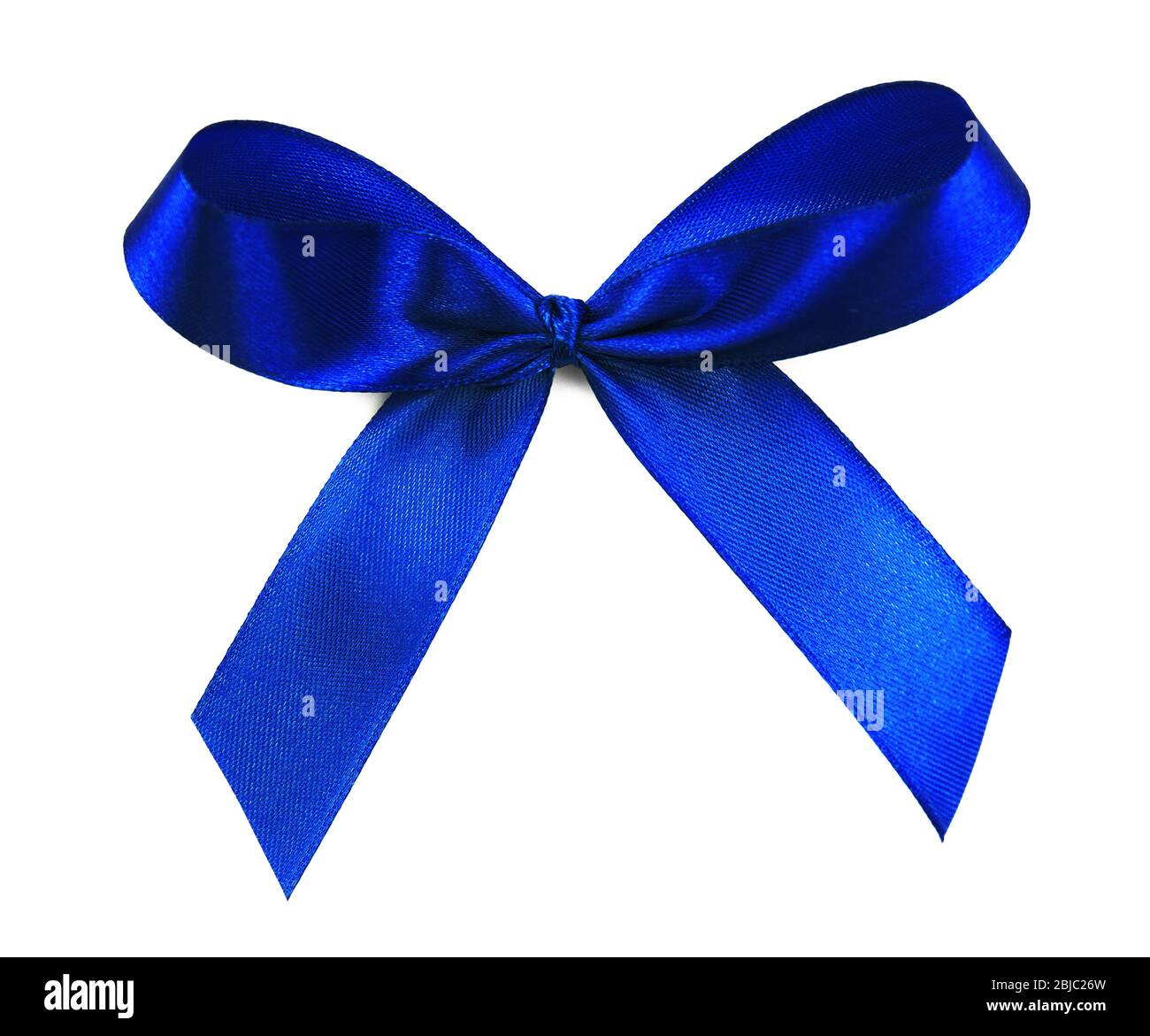 Blue ribbon bow isolated on white Stock Photo - Alamy
