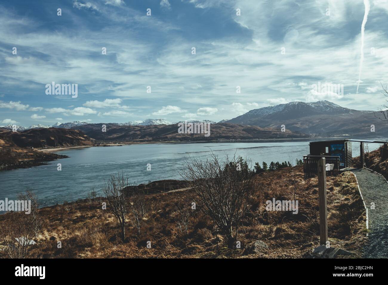 Scenic view of the Kyle Rhea, a strait splitting Skye from the Scottish ...