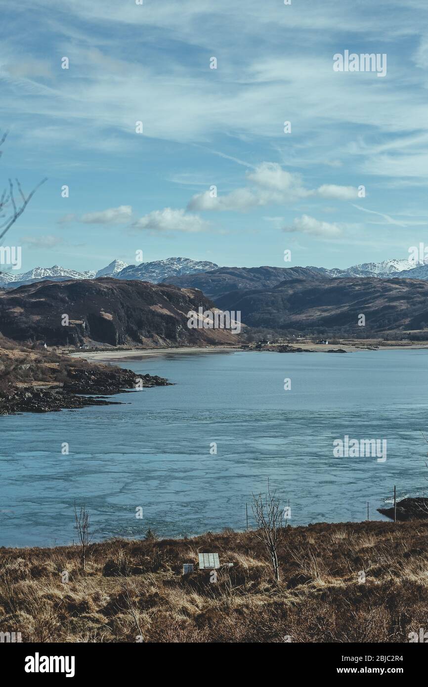 Scenic view of the Kyle Rhea, a strait splitting Skye from the Scottish ...
