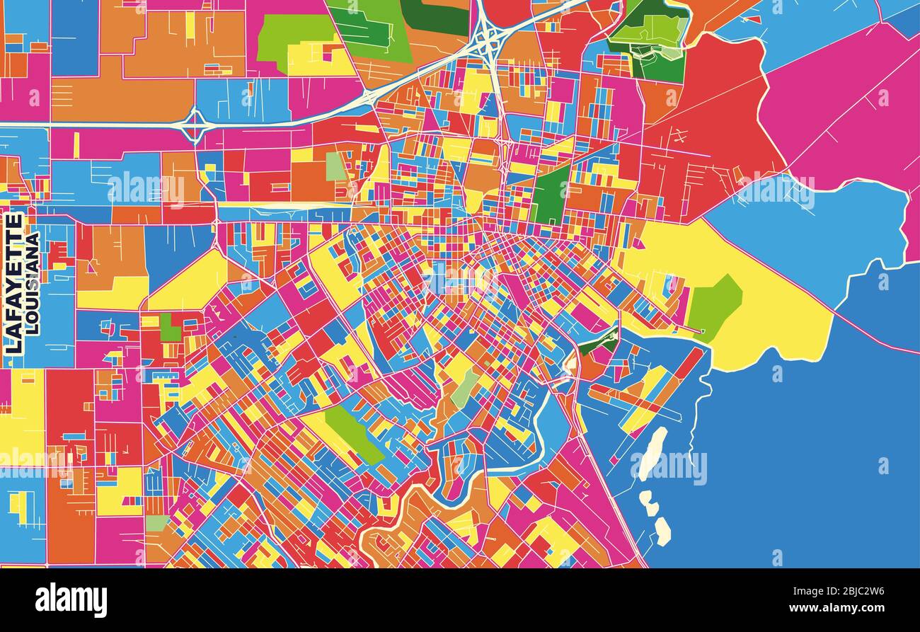 Colorful vector map of Lafayette, Louisiana, USA. Art Map template for ...