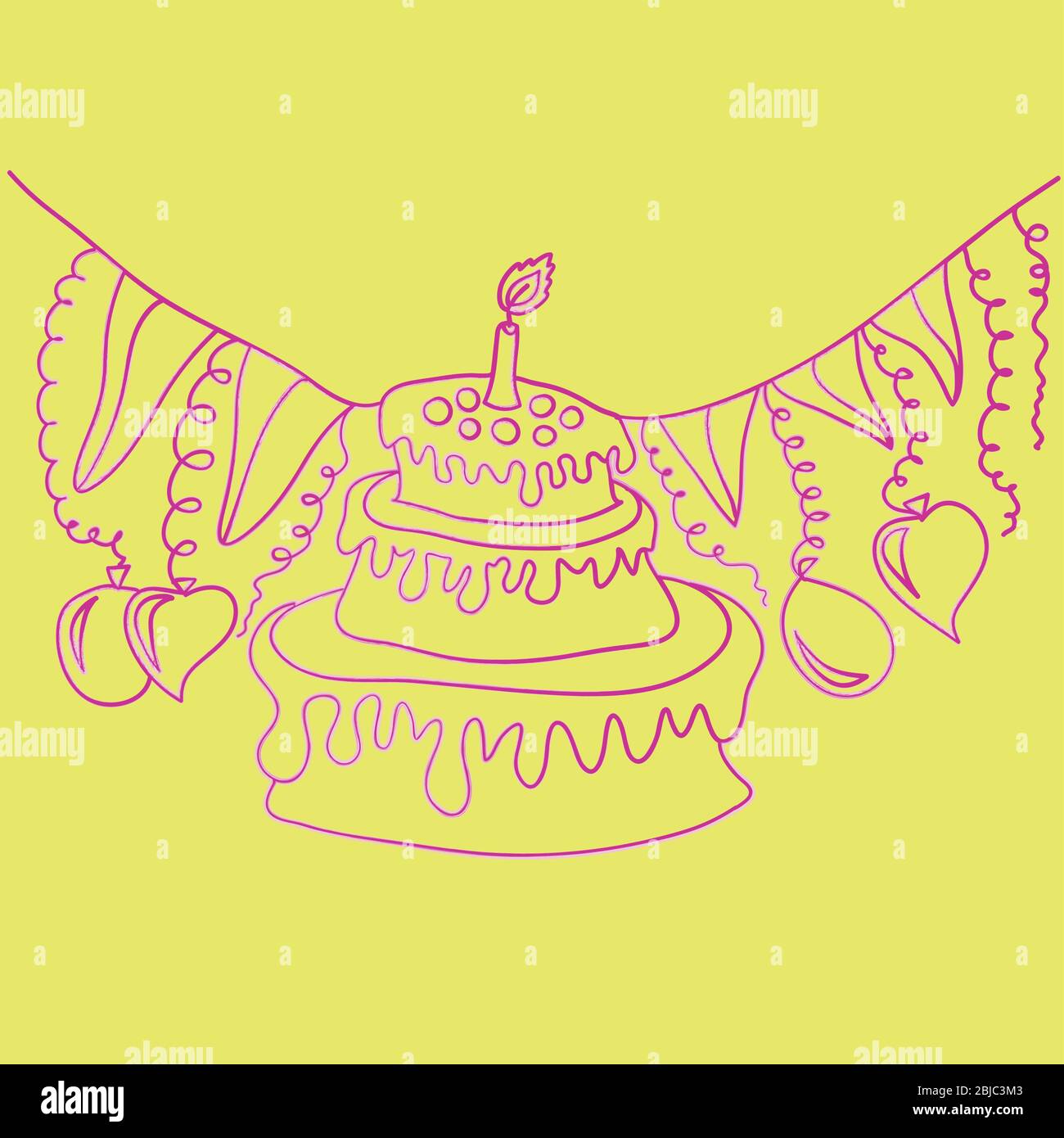 Birthday green cake. Vector art image. Happy Birthday art Stock Vector ...