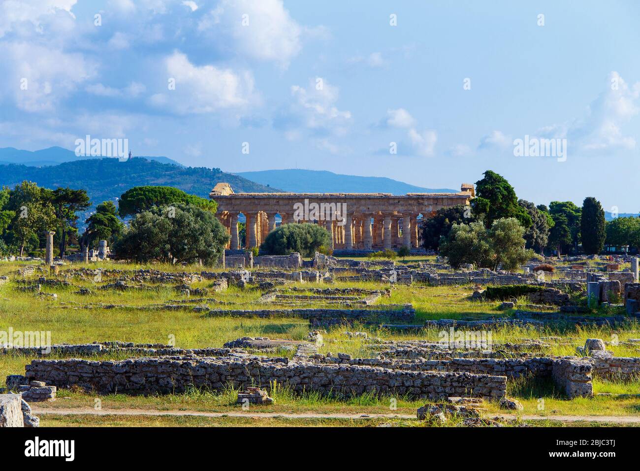 The greek Temple of Hera-II in the archaeological site of Paestum ...