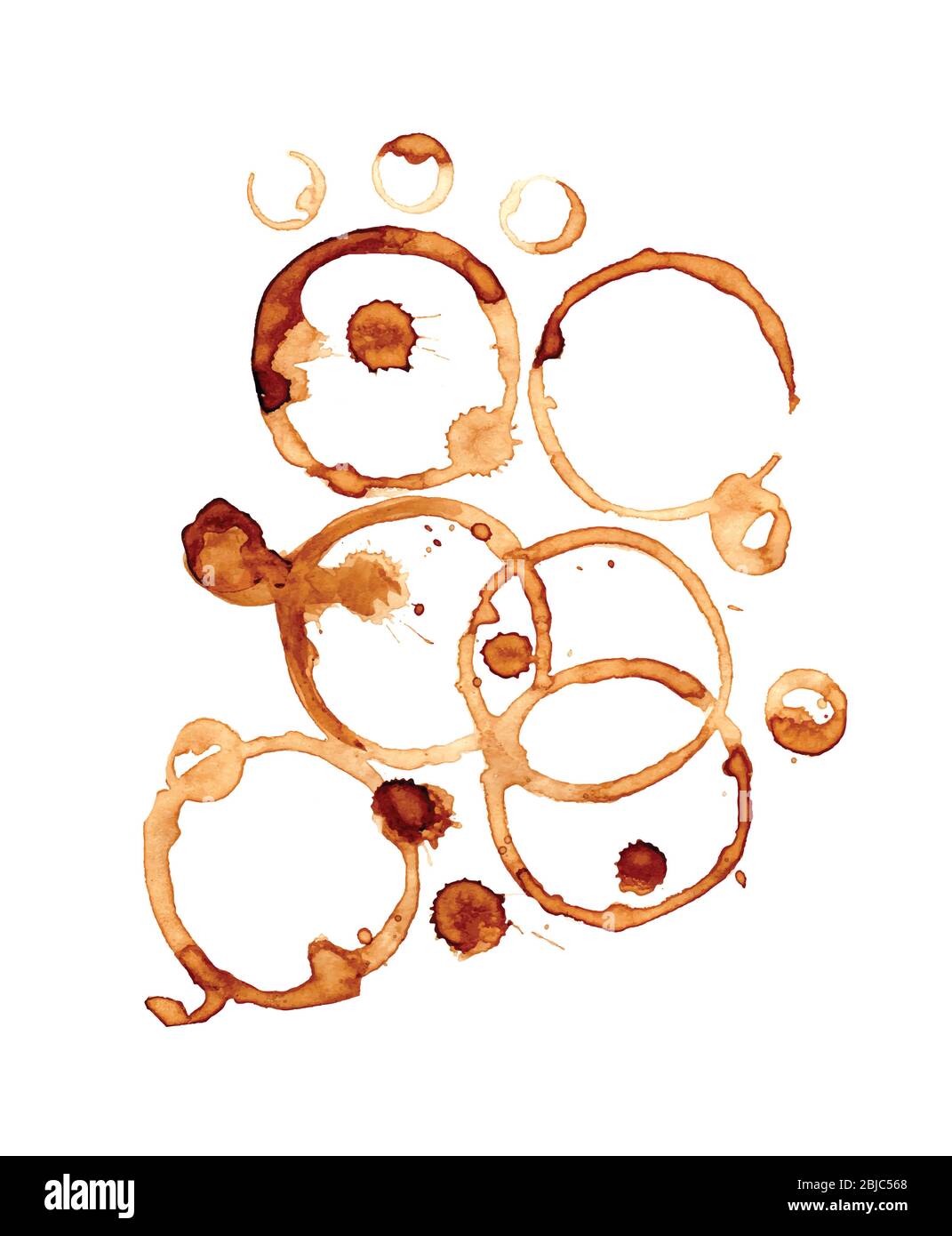 Coffee stain on a white background.Coffee cup marks on white background ...