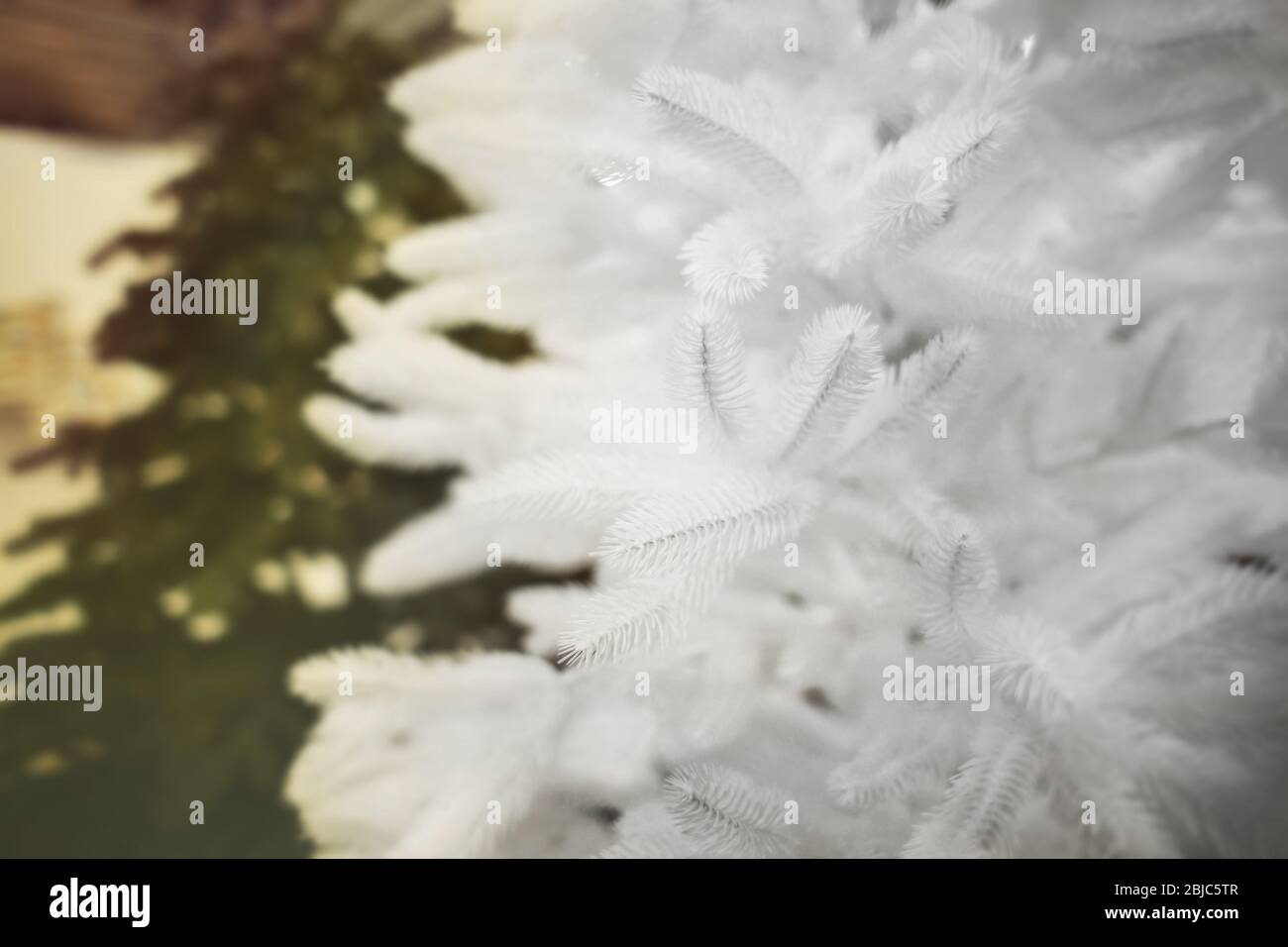 Artificial white fir tree, closeup Stock Photo - Alamy