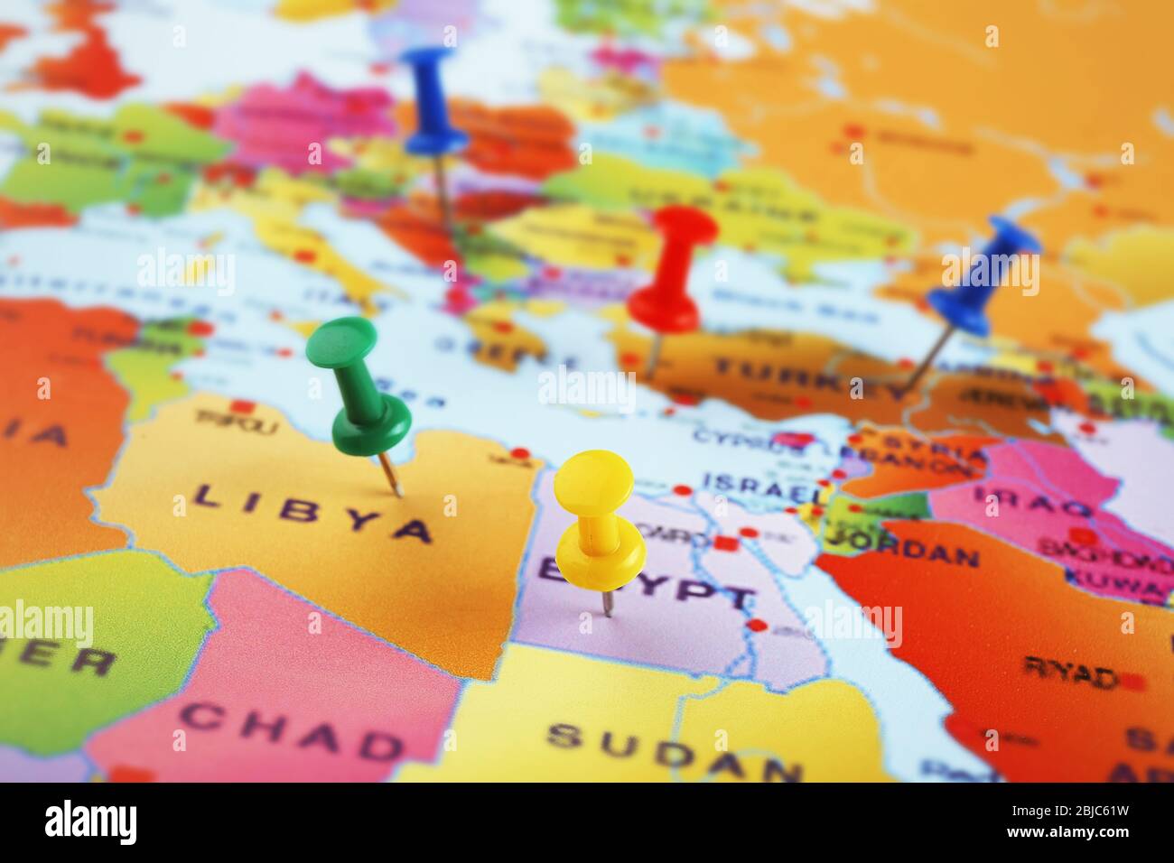 Countries pinned on a map. Adventure concept Stock Photo - Alamy