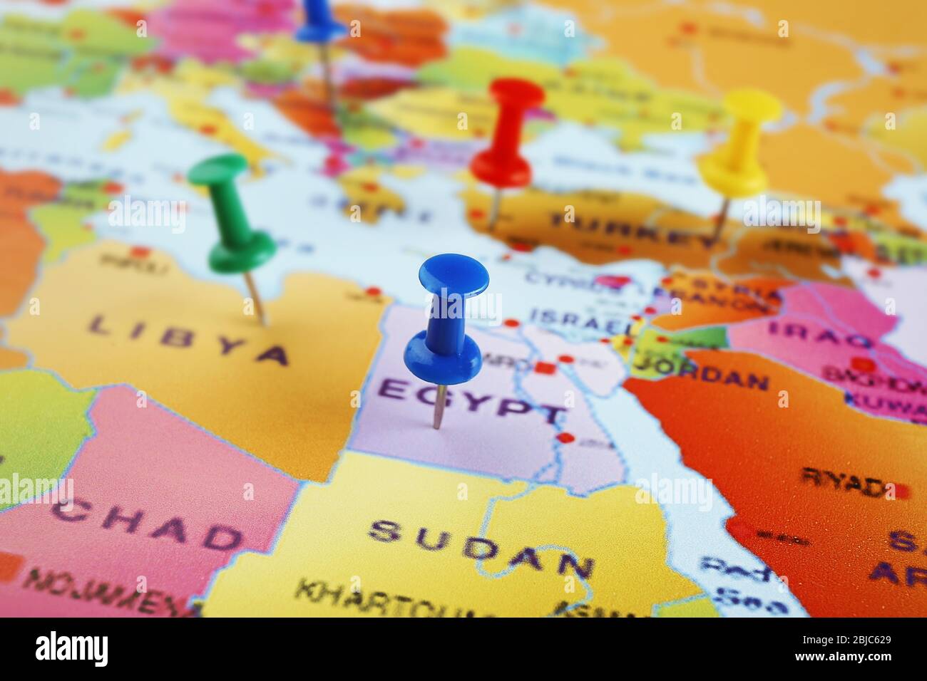 Countries pinned on a map. Adventure concept Stock Photo - Alamy