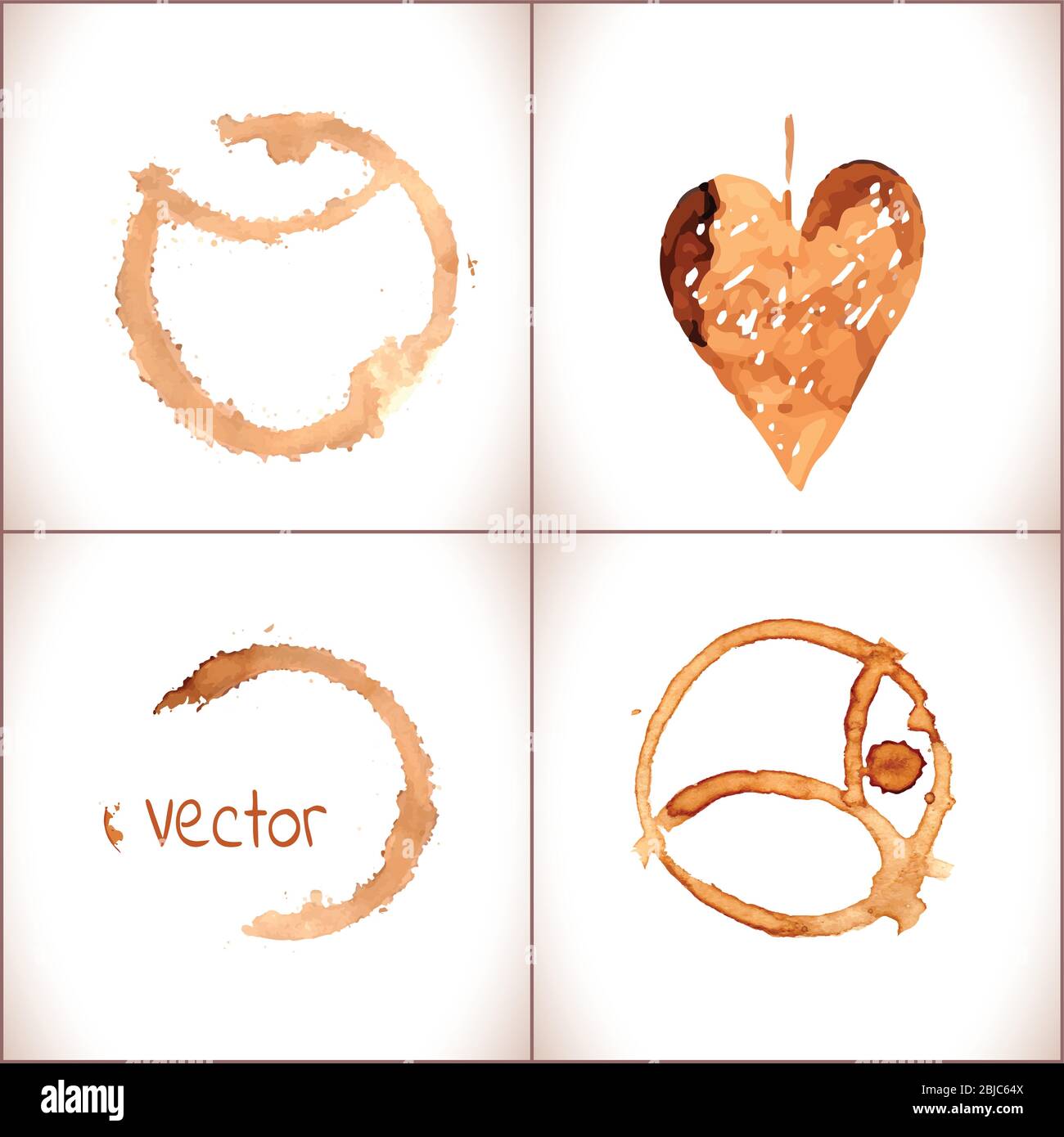 Coffee paint stains isolated on white background.Coffee cup marks ...