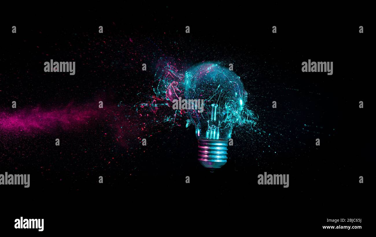 explosion of a traditional electric bulb. shot taken in high speed, at ...