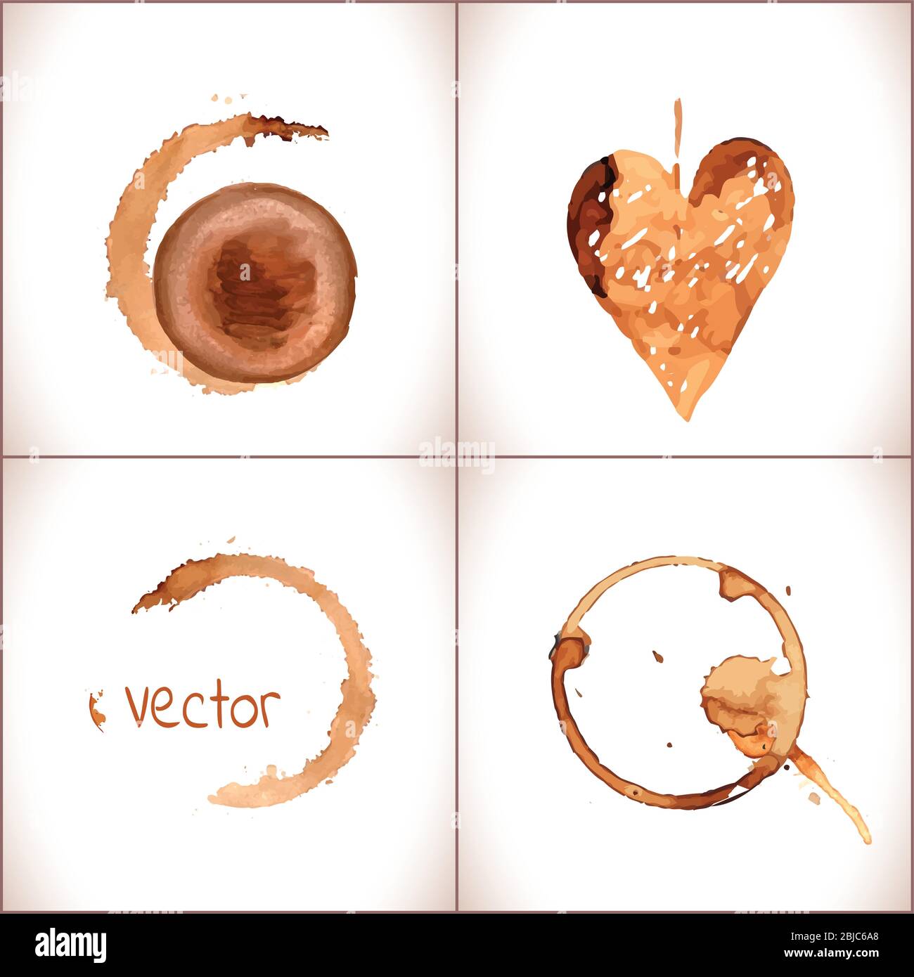 Coffee stain set. Vector coffee cup stains isolated on white Stock ...