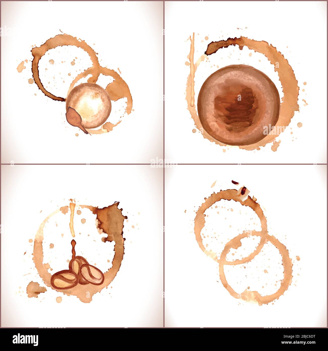 Coffee stain set. Vector coffee cup stains isolated on white Stock ...