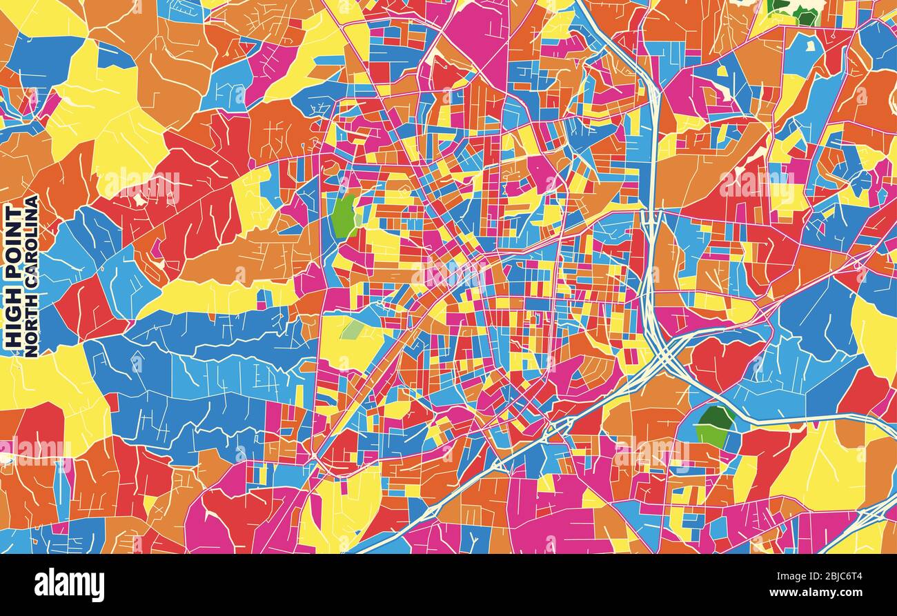 Colorful vector map of High Point, North Carolina, USA. Art Map ...