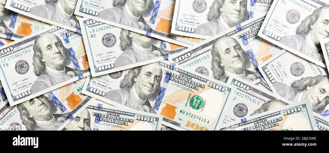 Top view of American money background. Pile of dollar cash. Paper ...