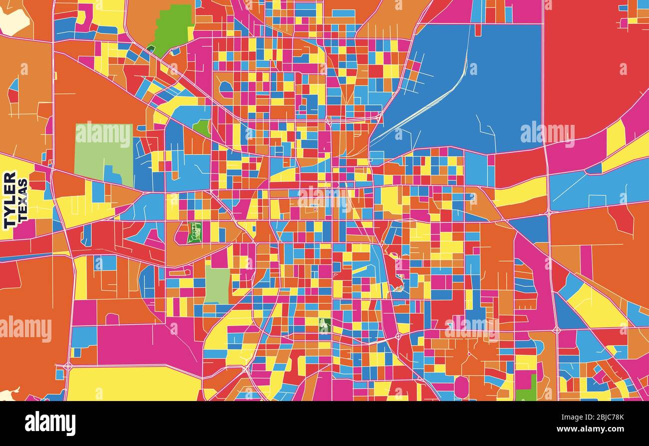 Colorful vector map of Tyler, Texas, USA. Art Map template for ...