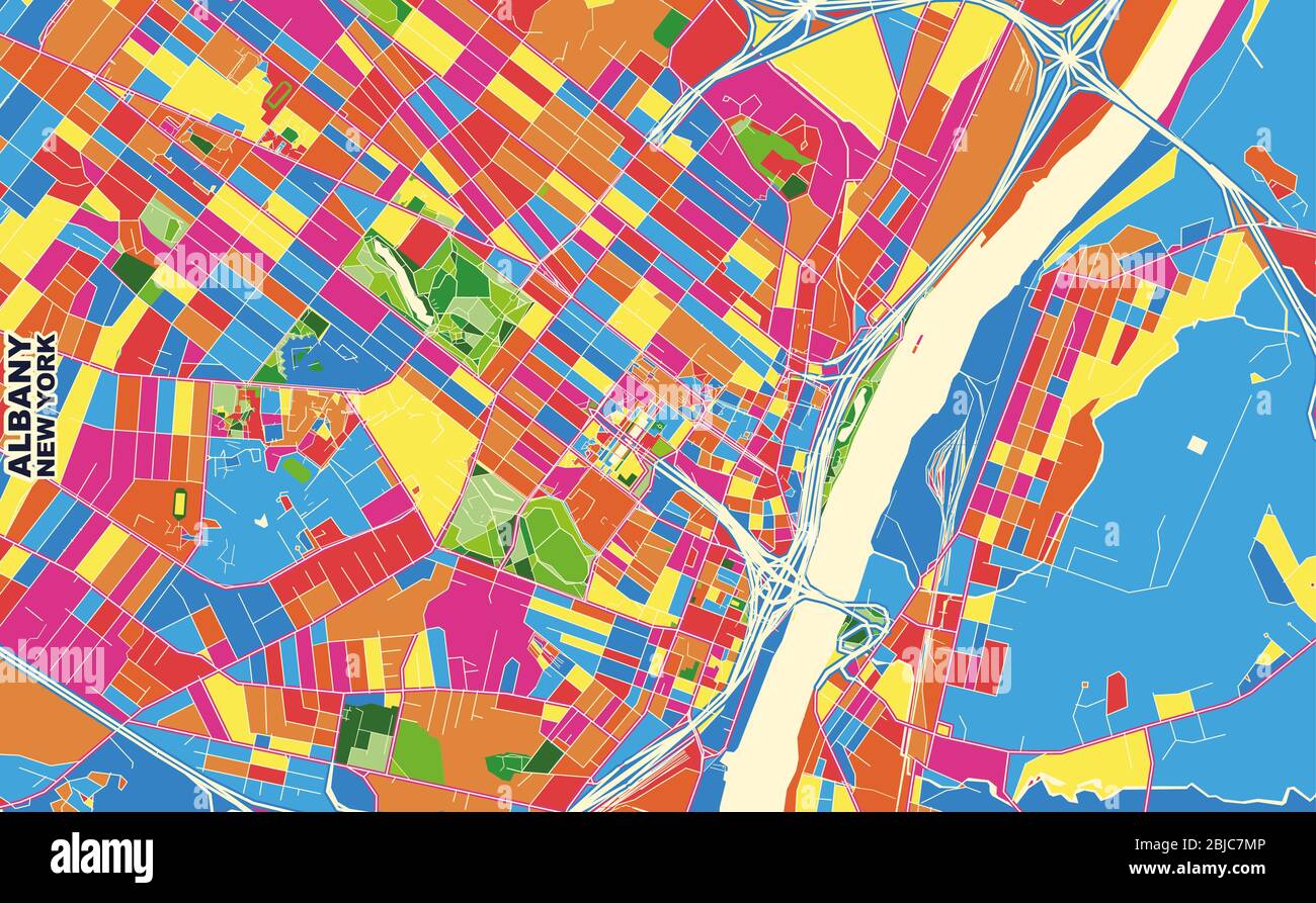 Colorful vector map of Albany, New York, USA. Art Map template for ...