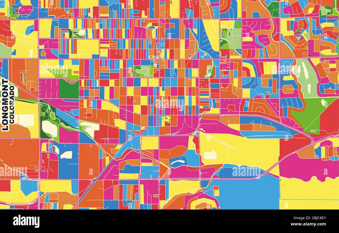 Colorful vector map of Longmont, Colorado, USA. Art Map template for ... Colorful vector map of Longmont, Colorado, USA. Art Map template for ...