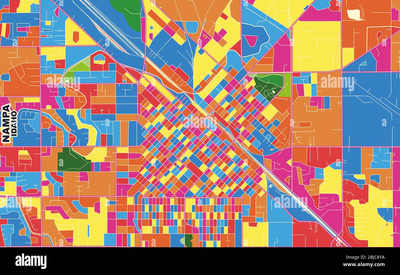 Colorful vector map of Nampa, Idaho, USA. Art Map template for ...