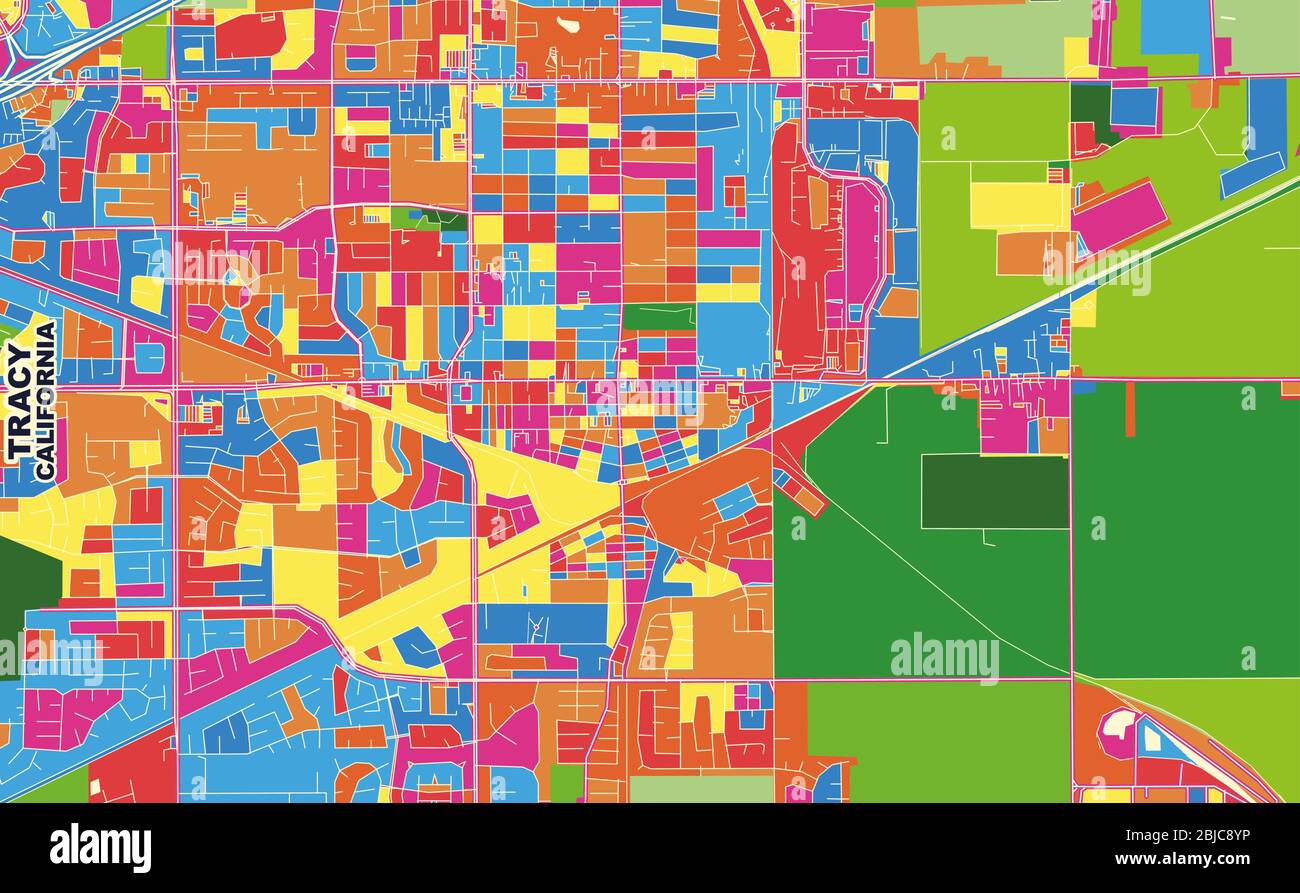 Colorful vector map of Tracy, California, USA. Art Map template for ...