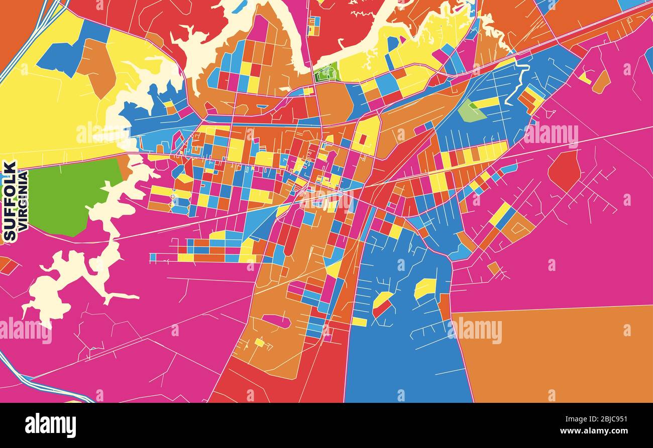 Colorful vector map of Suffolk, Virginia, USA. Art Map template for ...