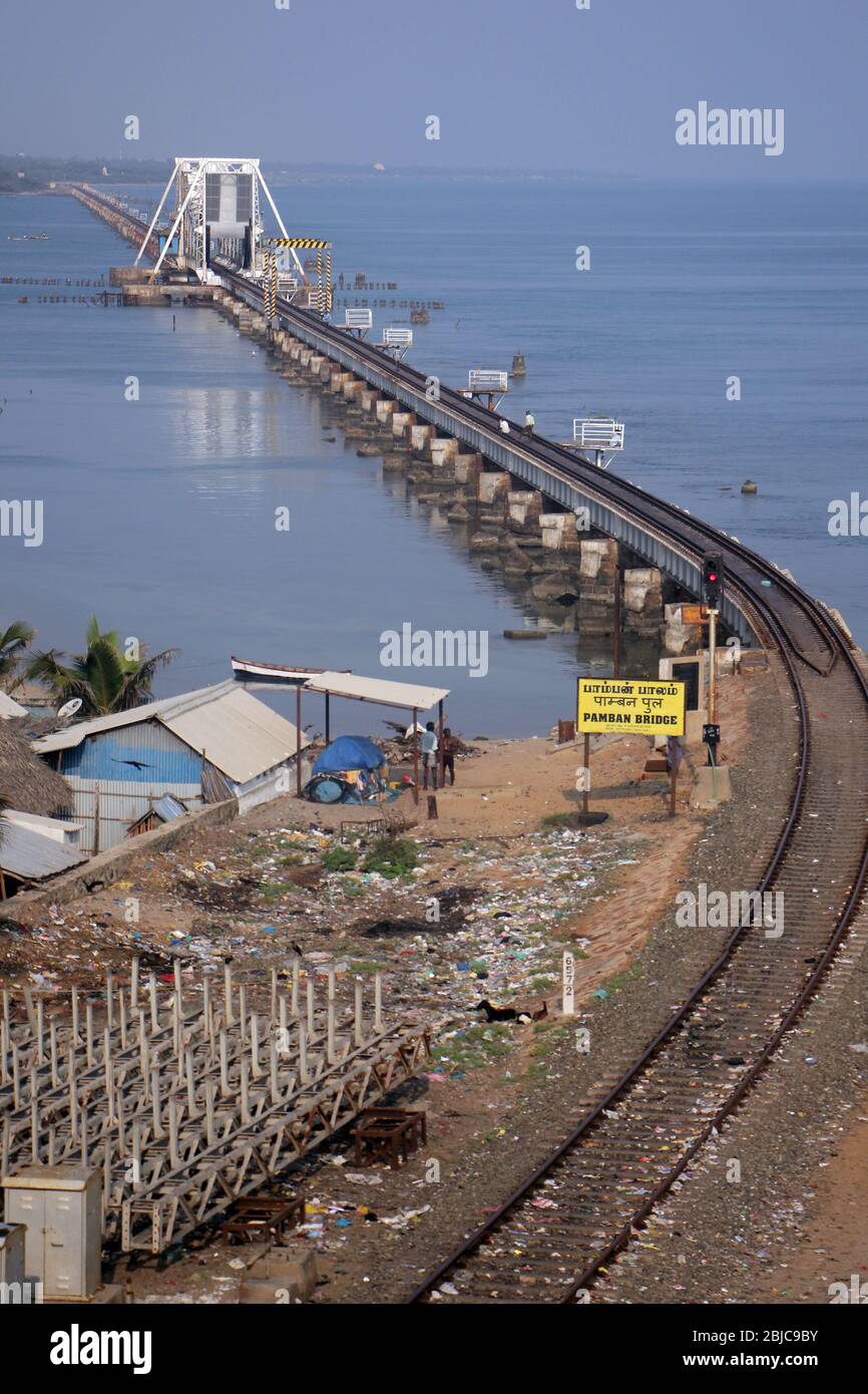 Pamban Bridge is a railway bridge which connects the town of Mandapam ...