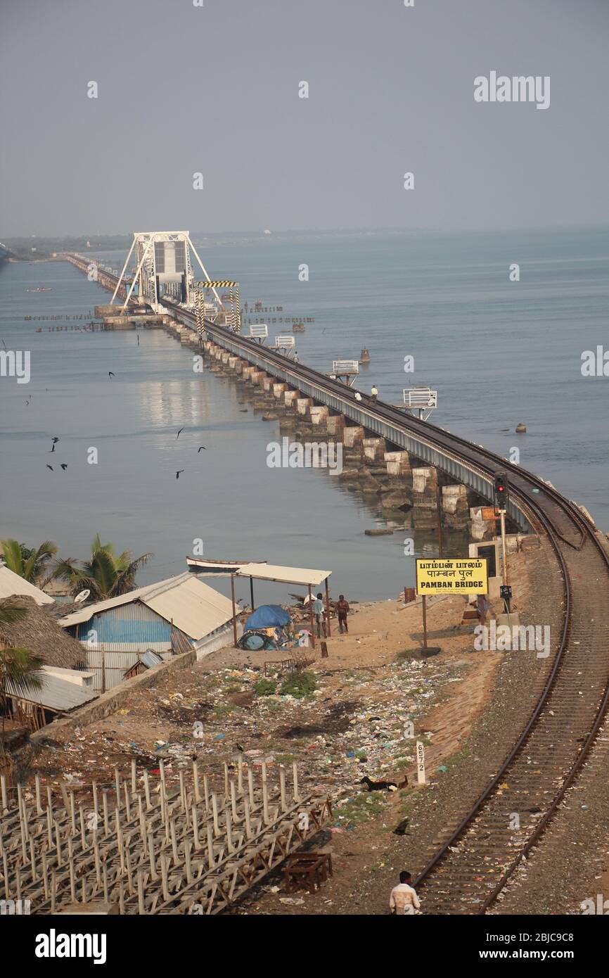 Pamban Bridge is a railway bridge which connects the town of Mandapam ...