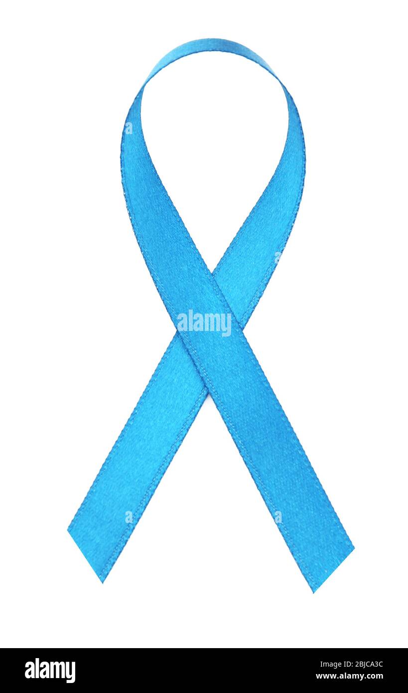 Light blue ribbon on white background. Prostate cancer concept Stock ...