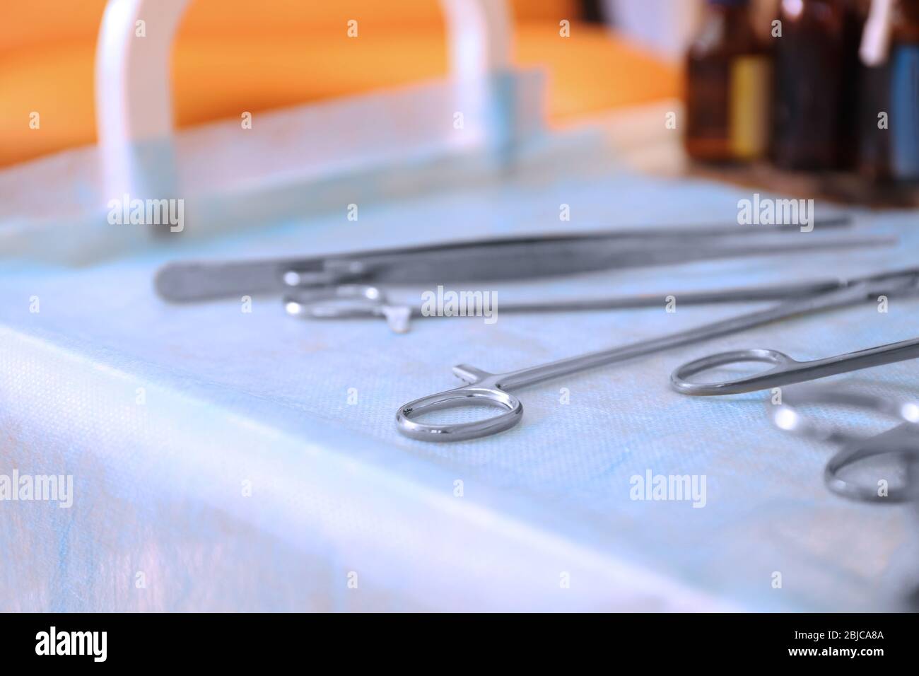 Gynecological tools on doctor's table in clinic Stock Photo - Alamy
