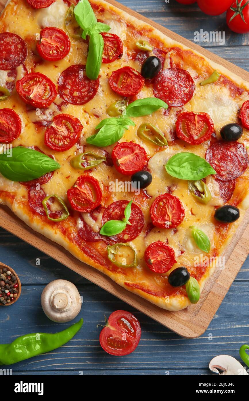 Delicious pizza, closeup Stock Photo - Alamy
