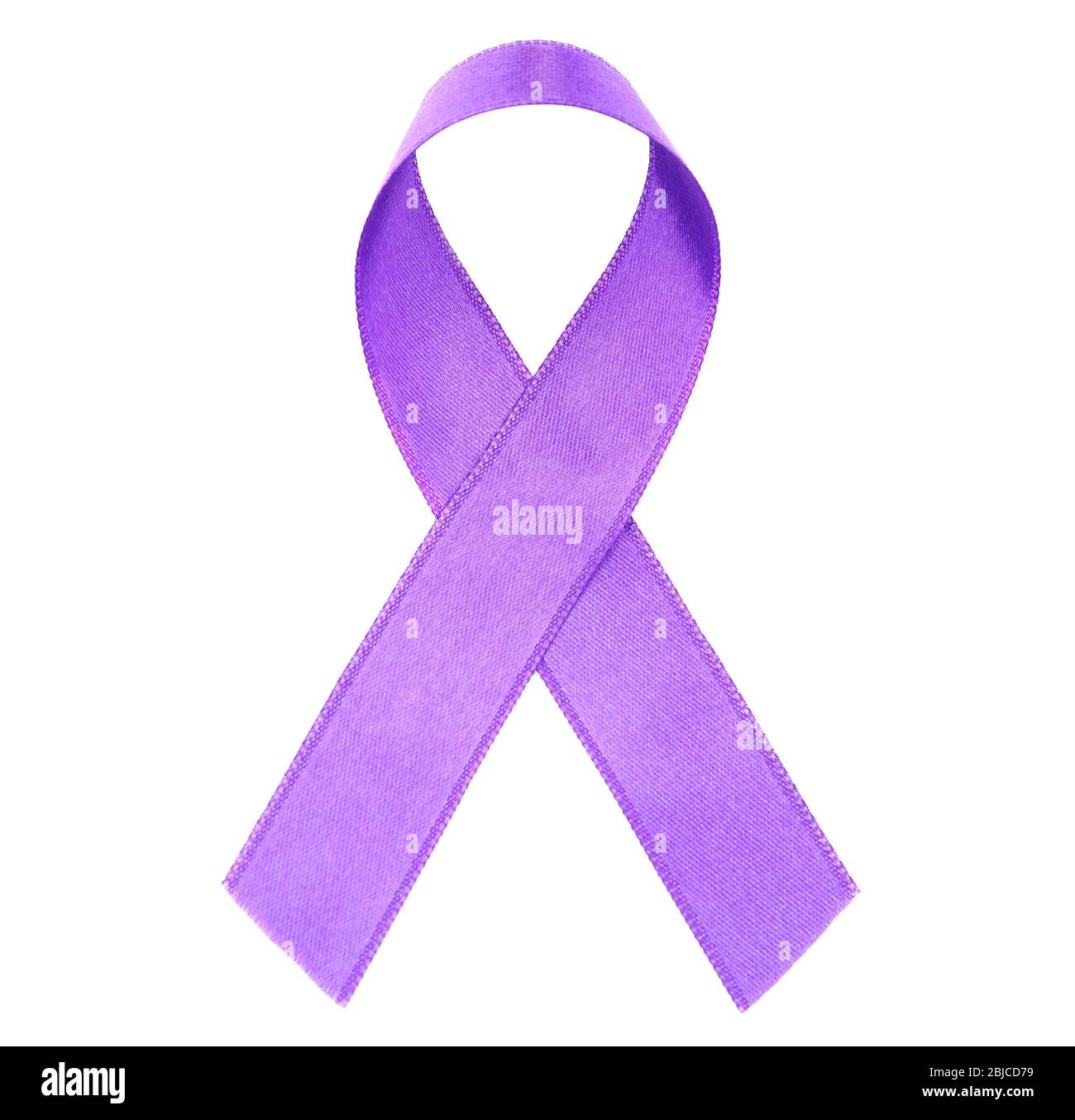 Violet ribbon isolated on white. Family violence, Alzheimer disease and ...